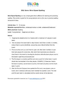 ESL Game_ Blind Speed Spelling - ESL Kids Games
