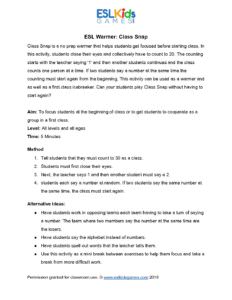 ESL Warmer_ Class Snap - ESL Kids Games