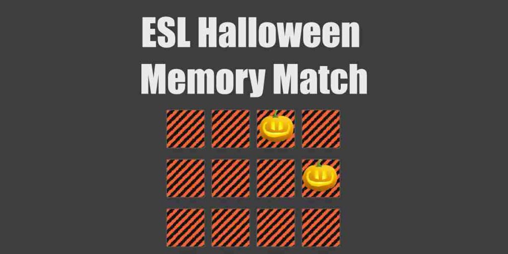 ESL Halloween Memory Match Young Learners - ESL Kids Games