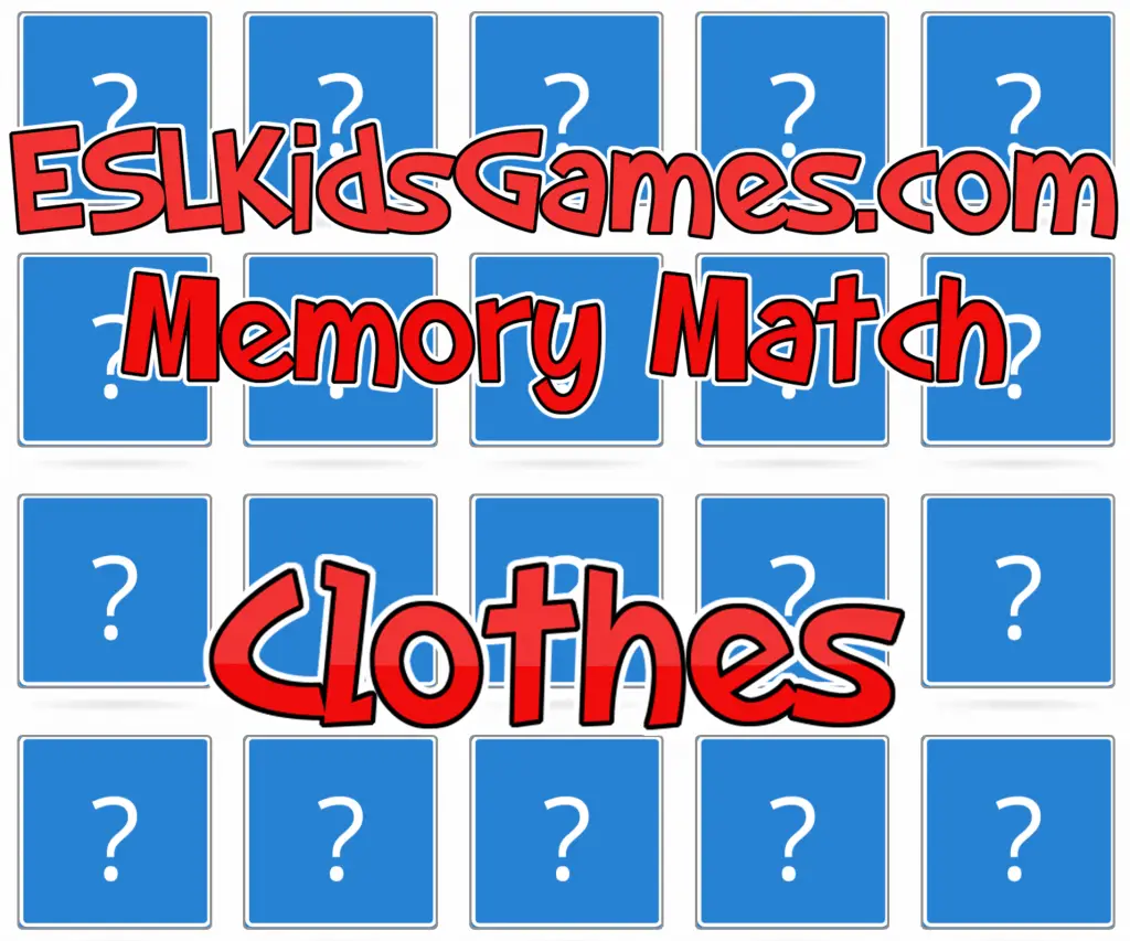 ESL Memory Match Clothes - ESL Kids Games