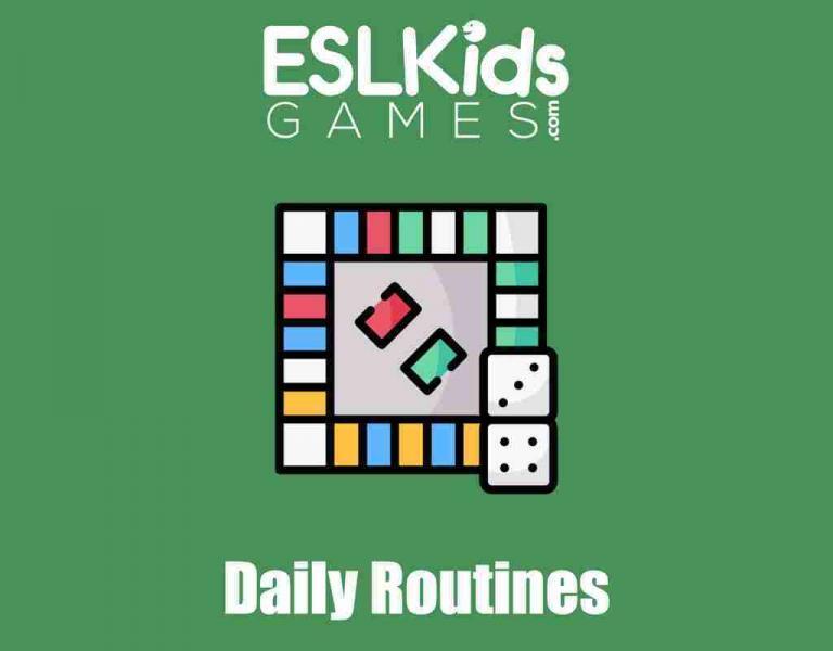 Daily routines interactive board game online - ESL Kids Games