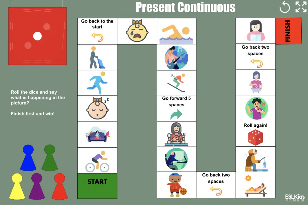Present Continuous Interactive Board Game For Online And Fact To Face