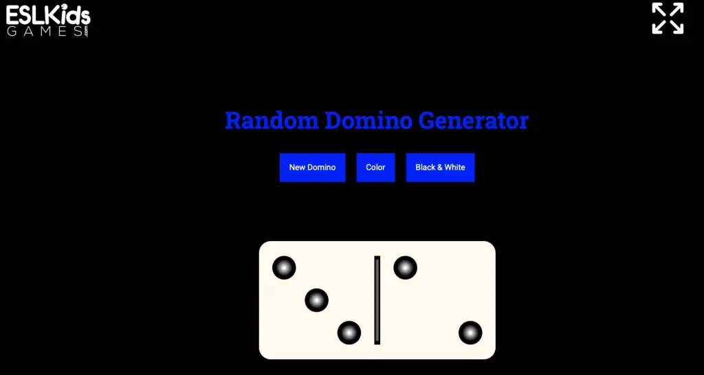 Random Domino Generator Interactive online tool - ESL Kids Games